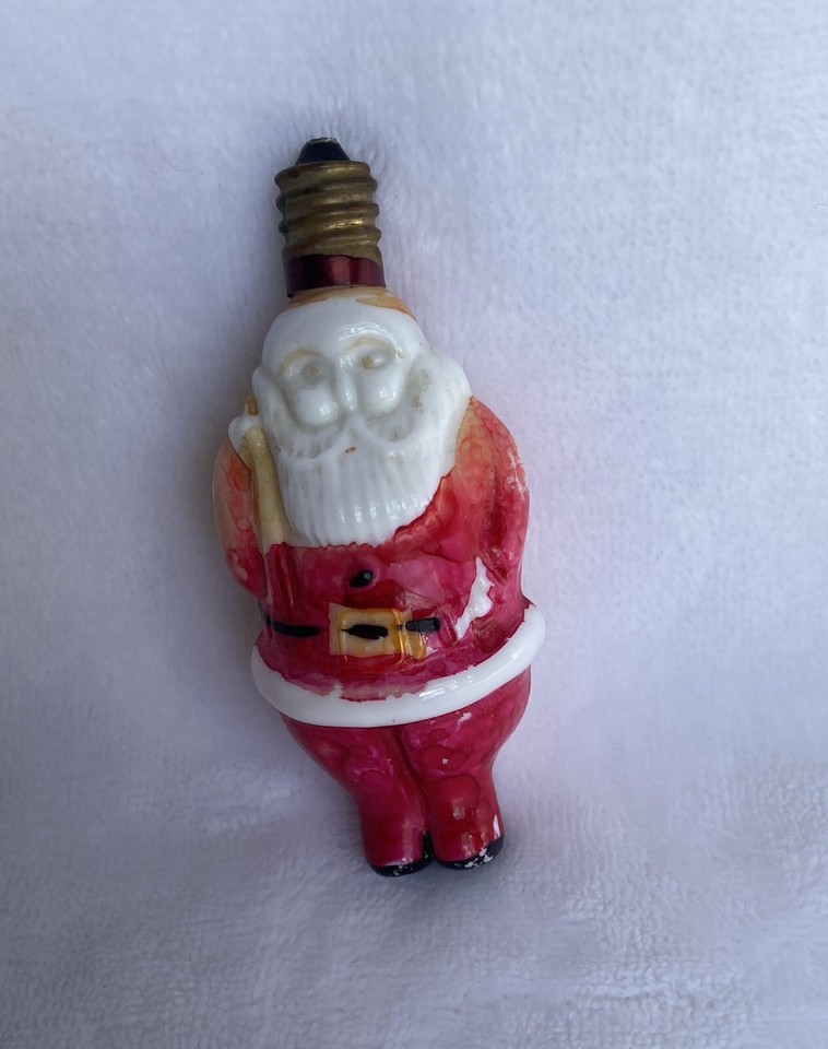Vintage Christmas German Santa Figural Milk Glass Cold Paint Light Bulb ...