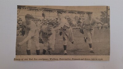 Lefty Grove Herb Pennock Rube Walberg Fritz Ostermueller 1934 Red Sox ...