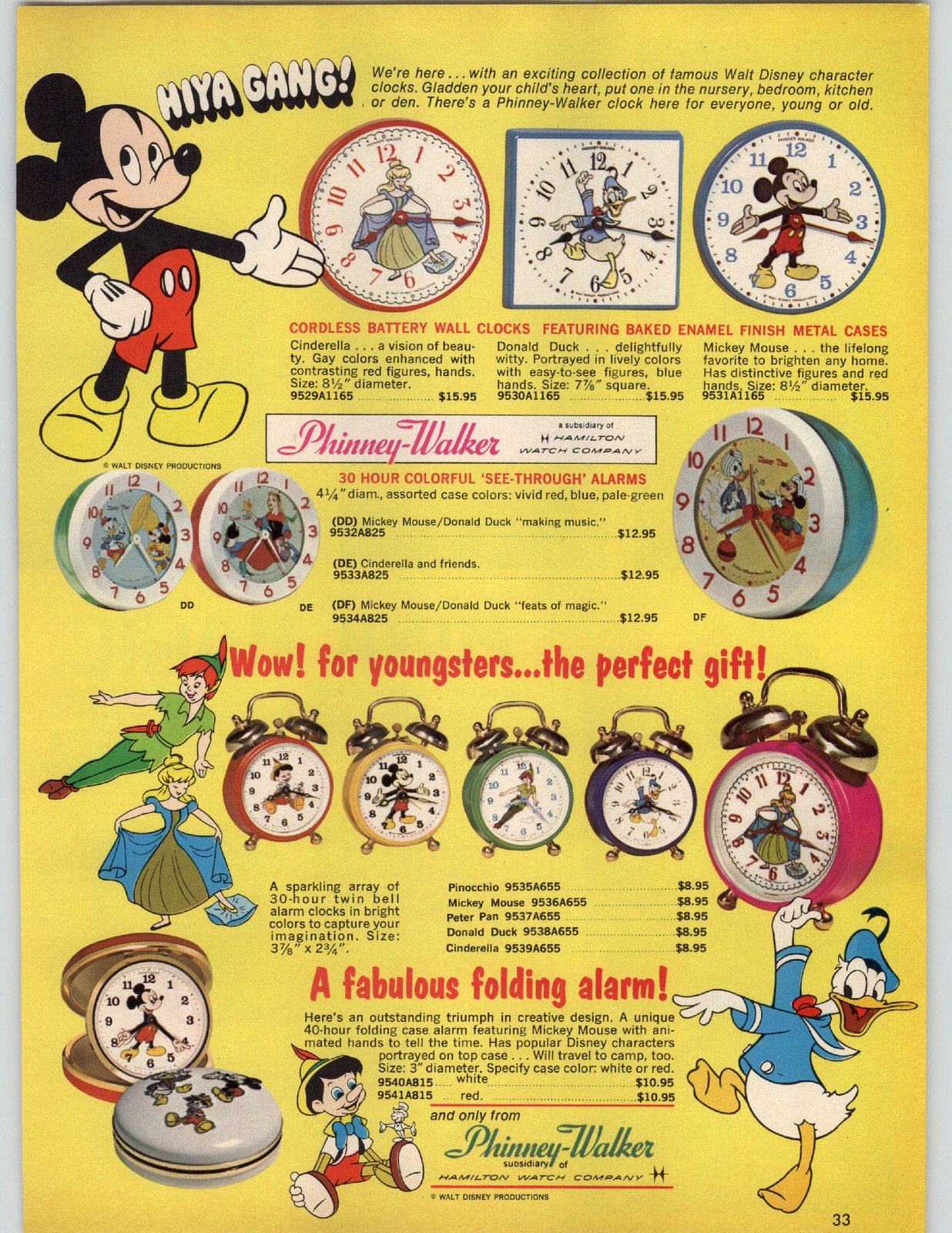 1969 PAPER AD Phinney Walker Walt Disney Cinderella Pinocchio Wall ...