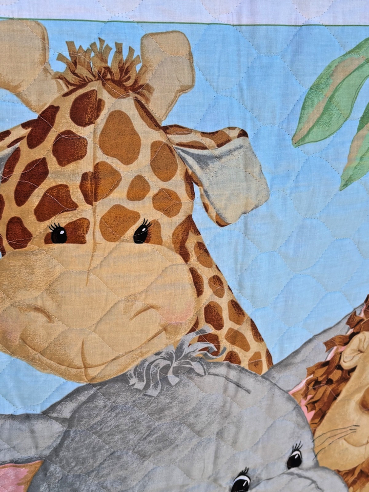 Baby Infant Quilt Animal 43 1/2" X 34 1/2" 100% Cotton Bright Colorful ...