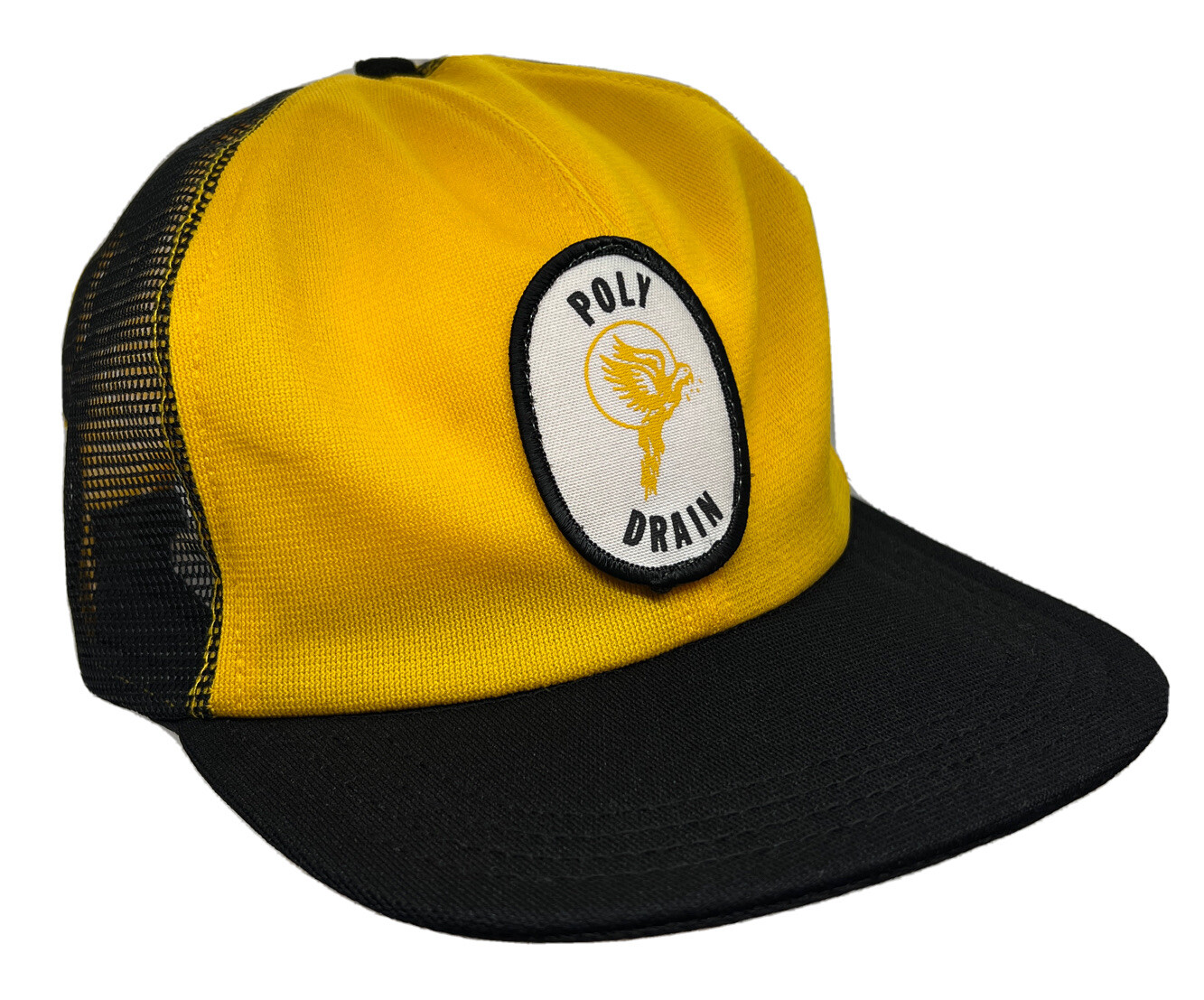 Vintage Poly Drain Hat Cap Snap Back Black & Yellow M… - Gem
