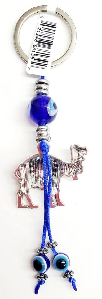 Lucky Camel Key Chain Hanging Ring Feng Shui Blue Evil Eye Rhinestones ...