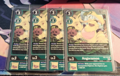x4 Digimon ANGORAMON RB1-020 Green Level 3 Uncommon Foil | eBay