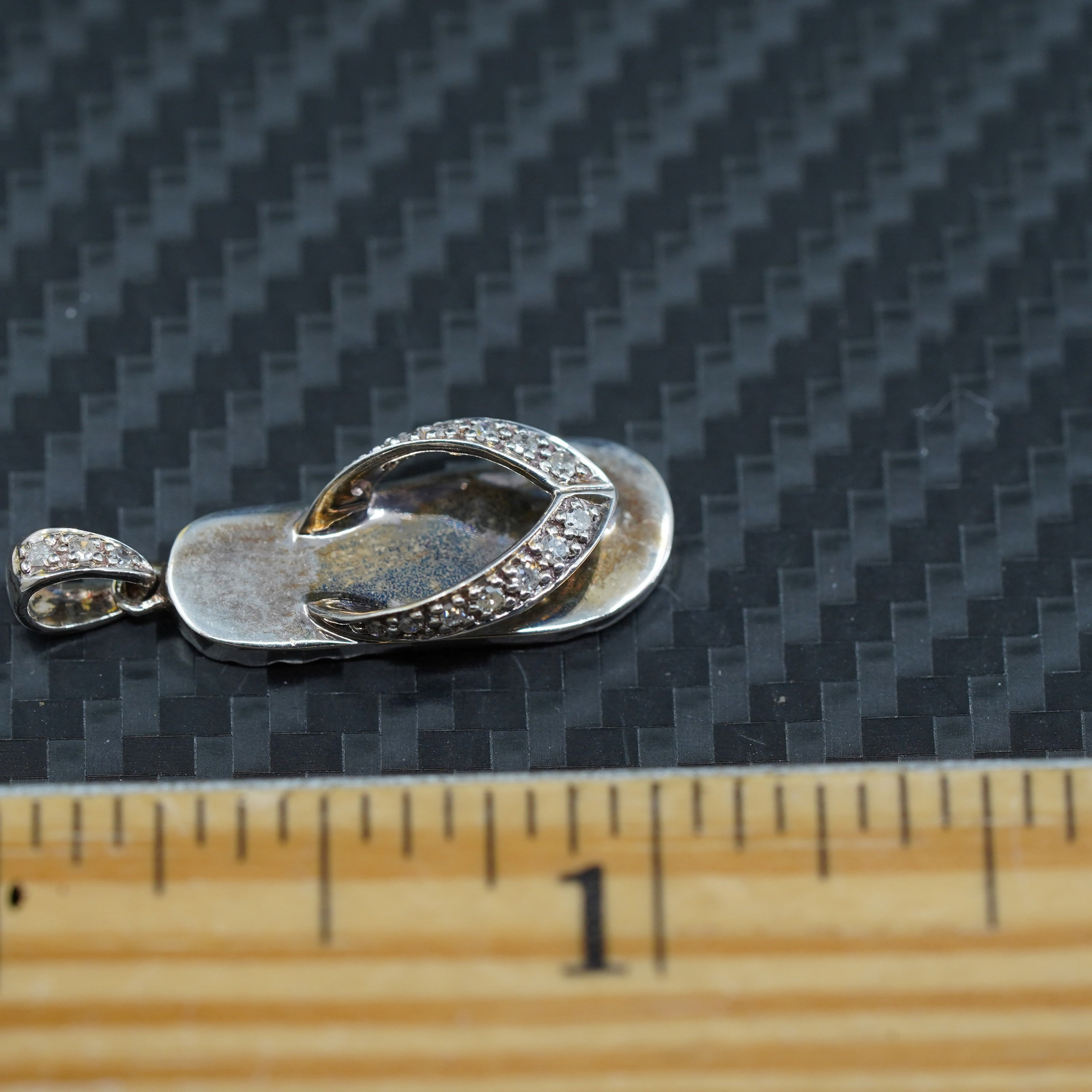 Vintage sterling silver 925 handmade sandal pendant with diamond inlay ...