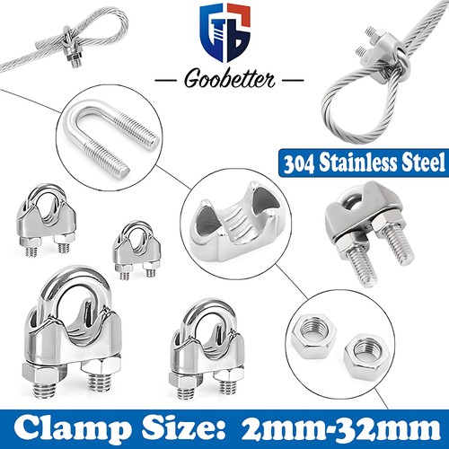 304 Stainless Steel Wire Rope Clamp Grip Sizes 2-32mm Steel U Bolt ...