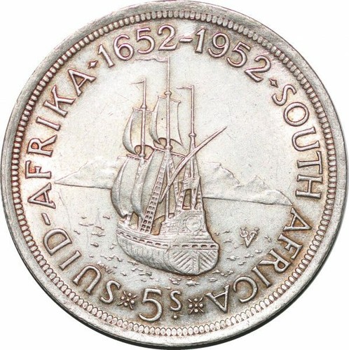 S7243 SouTH AFRICA 5 SHILLINGS 1952 CAPETOWN GEORGIUS SEXTUS REX Silver ...