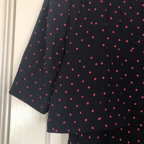 Fenn Wright Manson Suit Set Midi Dress Cropped Blazer Navy Red Polka ...