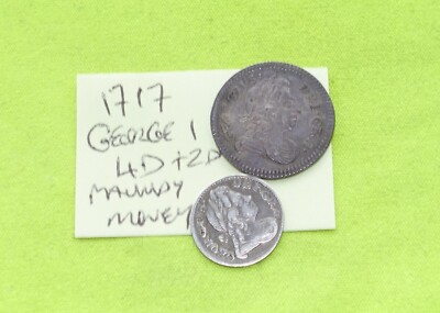 1717 Two & Four Pence 2p & 4p Silver GEORGE I 1714-27 (Maundy Money ...