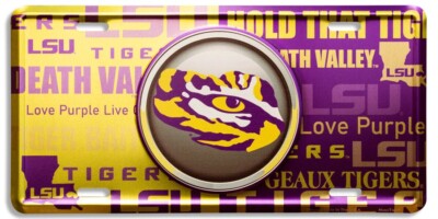 LSU Tigers Geaux Tigers Bullseye Embossed Metal License Plate Sign | eBay