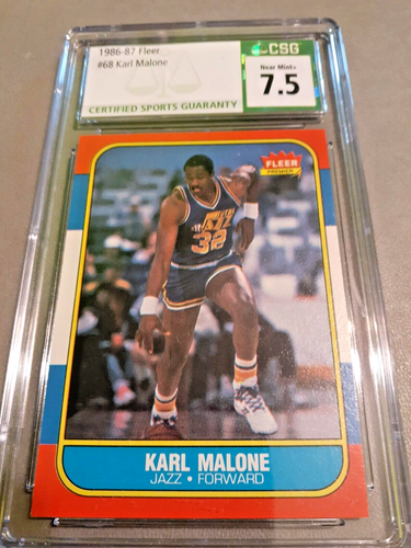 "1986-87" Fleer Karl Malone- Rookie Card #68 CSG 7.5 | eBay