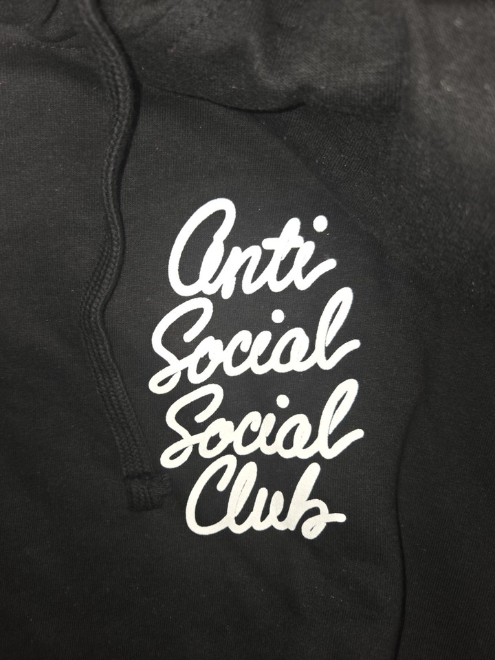 Anti Social Social Club Option Black Cursive Hoodie XL New Without Tags ...