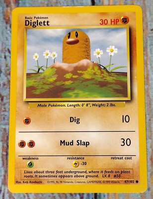 Pokemon Card Diglett 47/102 Base Set Basic Common 1999 (#1) | eBay