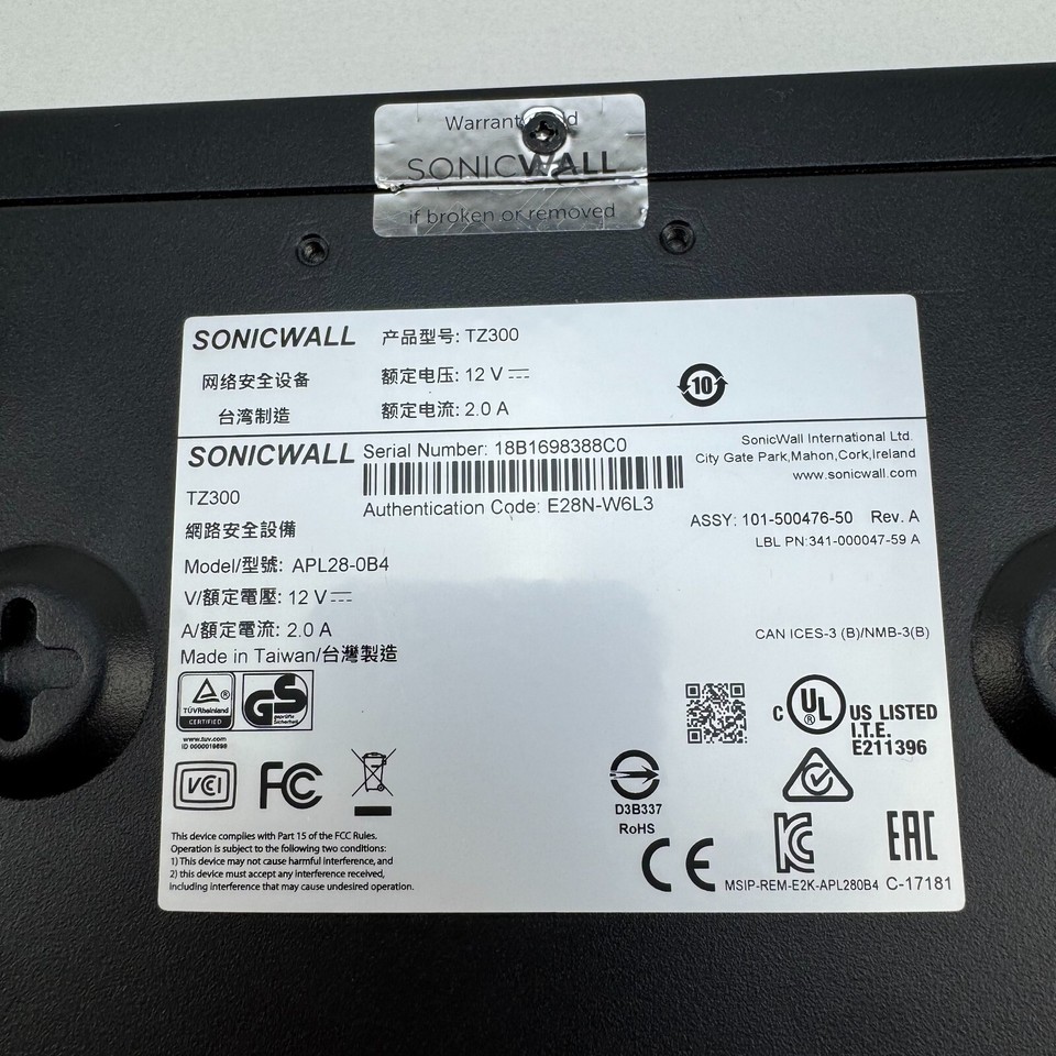 Dell SonicWALL TZ300 Network Security Appliance Firewall Router (No AC ...