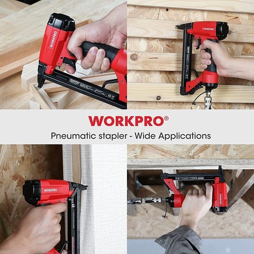 WORKPRO Pneumatic 20 Gauge Staple Gun with 1260pcs Staples Air-Powered ...
