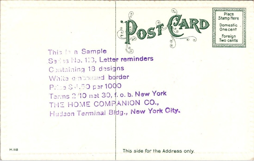 Chrysanthemum Please Write Fat Note Home Companion Salesman Sample ...