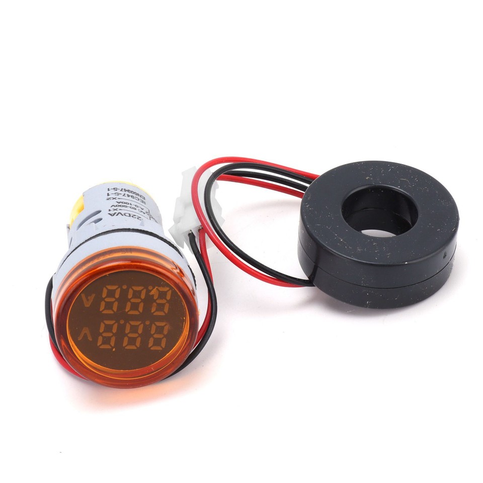 AD16-22DVA Yellow Current Signal Indicator Universal 2‑Display Round ...
