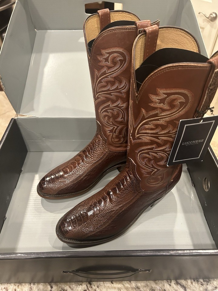 🔥🔥🔥(New In Box) Lucchese Bootmaker Men’s Size 10D Brown Ostrich Leg ...