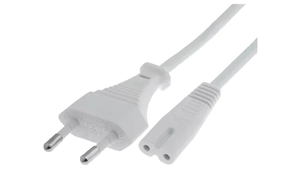 CABLE-704-1.8WH Kabel 2x0,75mm2 CEE 7/16 (C) wtyk, IEC C7 żeński PVC 1 ...