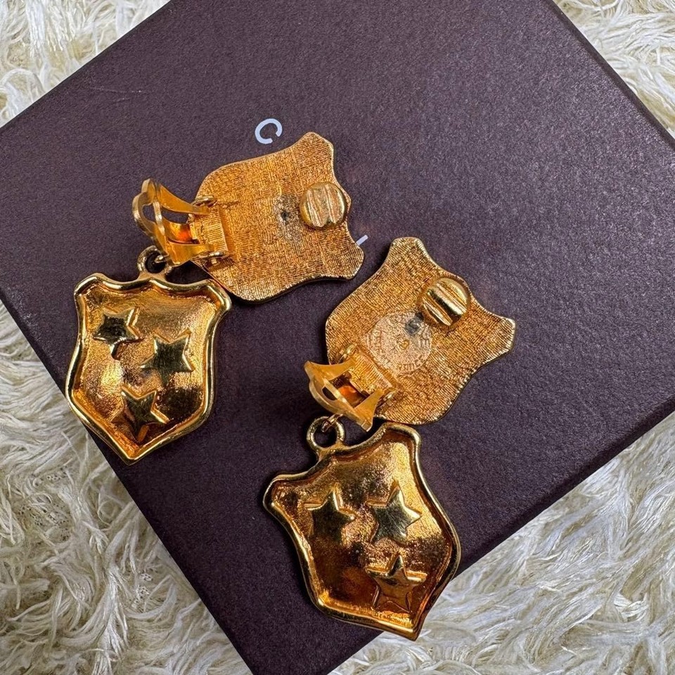 Celine Star Gancini Swing Emblem Logo Earrings Used | eBay