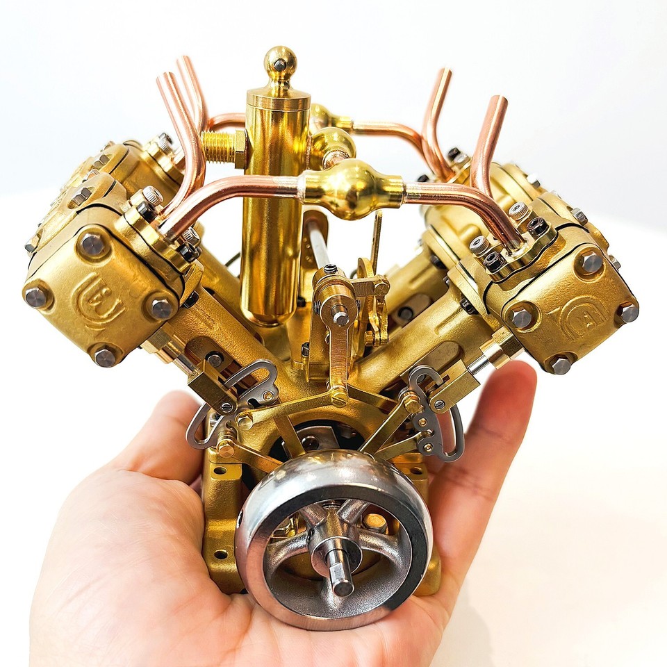 V4 Brass Steam Engine CNC 0.05HP 2800RPM - High-Torque RC Boat ...