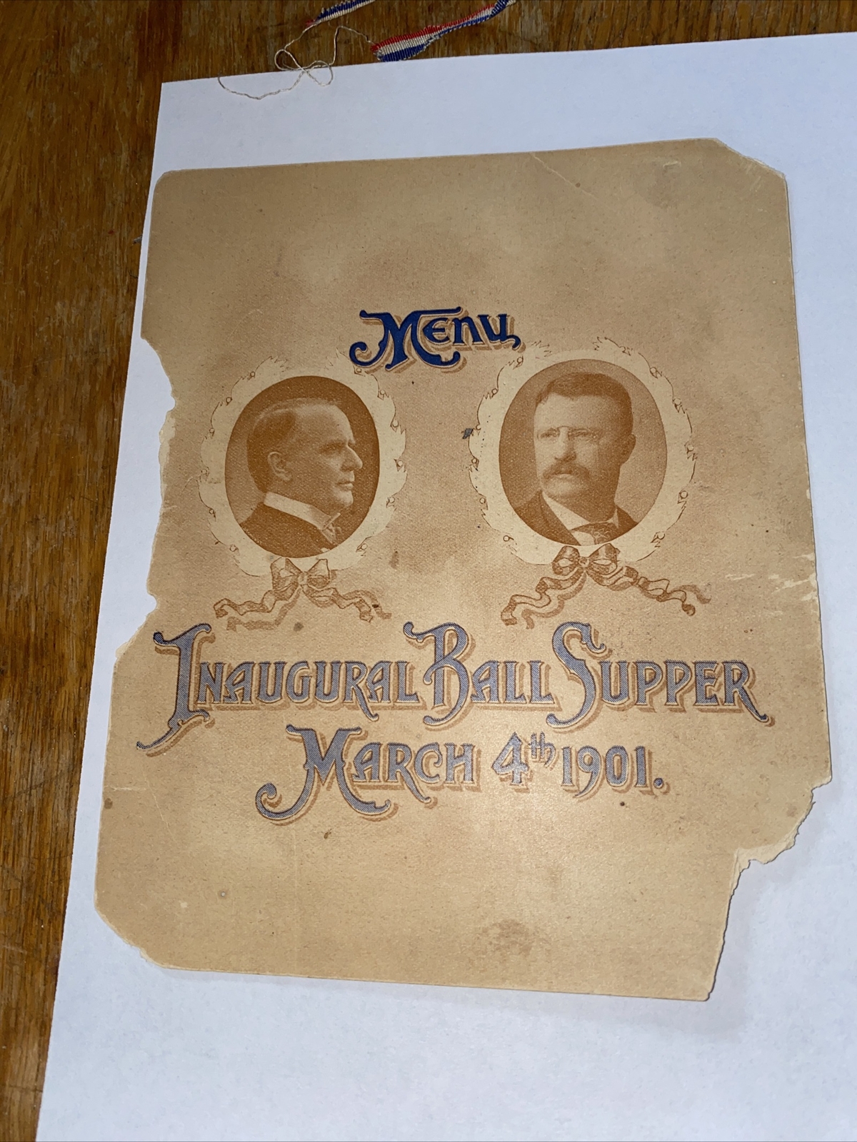 McKinley Roosevelt Inaugural Ball Supper Menu 4 March 1901 Original | eBay