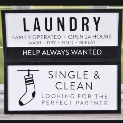 2 Wood Signs Laundry Room Funny Home Decor single clean looking for ...