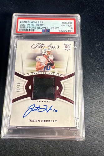 Justin Herbert 2020 Panini Flawless Signature Gloves Ruby RC Auto /15 ...