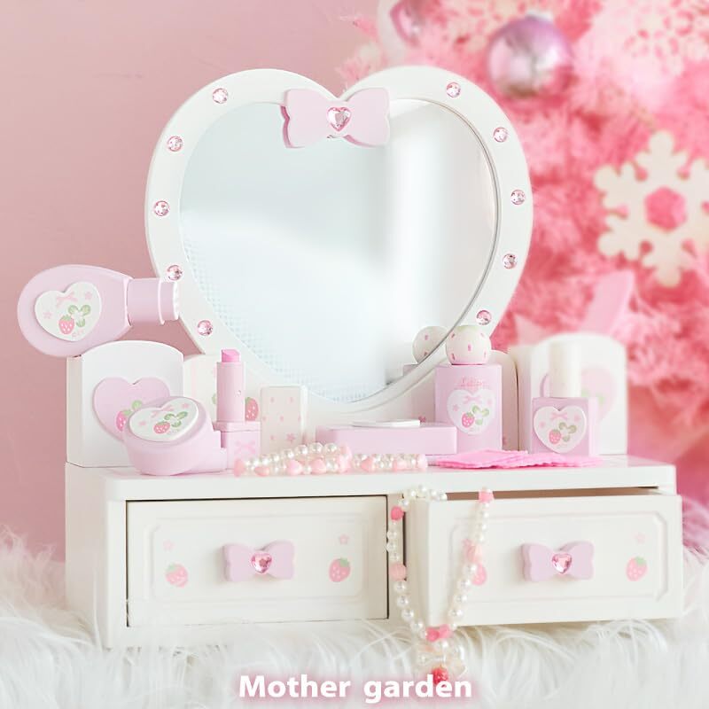 Mother garden Wooden Pretend Play Set Sweet Strawberry Heart Dresser ...