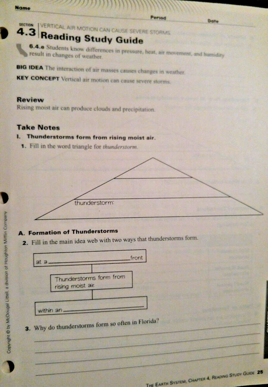 McDOUGAL LITTELL EARTH SCIENCE 6TH GRADE 6 NOTE READING STUDY GUIDE ...