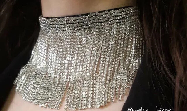 Handmade Crystal Waterfall Choker Rhinestone Choker Wedding Party ...