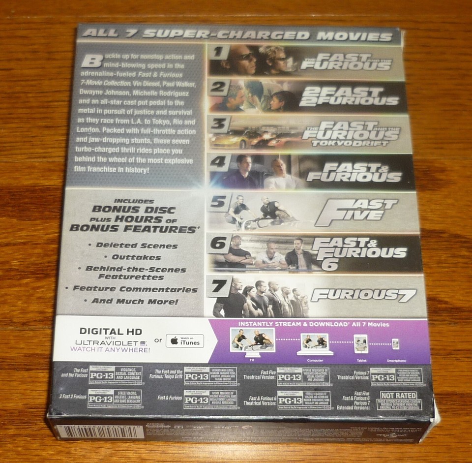 Fast and the Furious 7 Movie Blu-Ray boxed set collection, used, nice ...