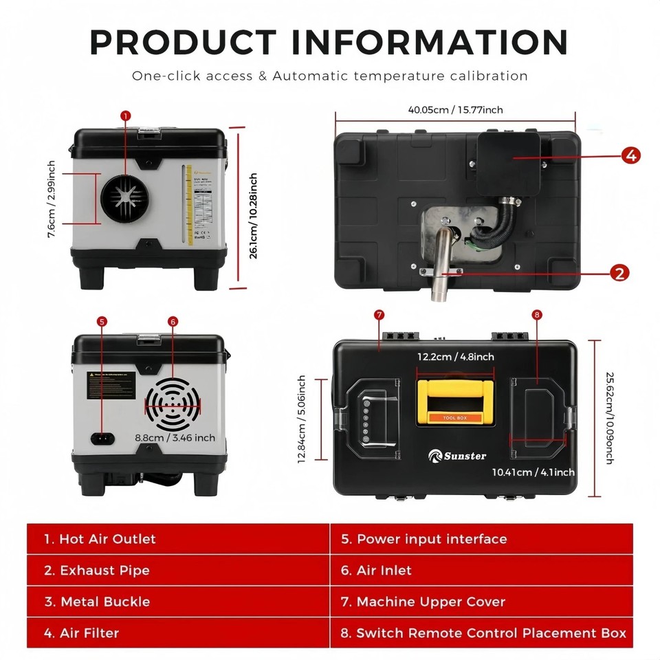 Sunster Diesel Heater 8KW 12V 24V 110V-240V Night Heater For RV ...