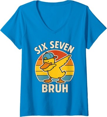 67 Meme 6 7 Bruh Duck Dabbing Six Seven Bruh Funny Ladies' V-Neck ...