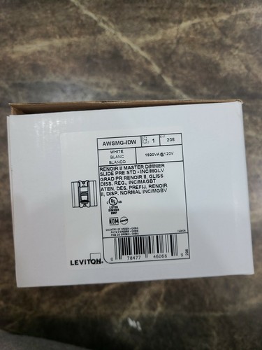 Brand New In Box Leviton AWSMG-XBW Renoir II White 120-177V 8A Dimmer ...