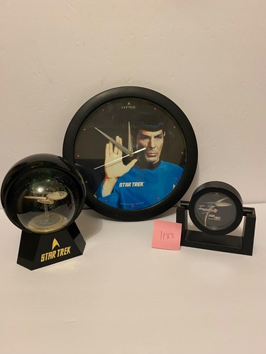 STAR TREK WALL CLOCK DESK CLOCK AND SNOW GLOBE LOT VINTAGE 1992 | eBay