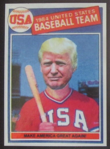 DONALD TRUMP Set of 4 ACEO Baseball Cards-52 & 85 Topps-89 Upper Deck ...