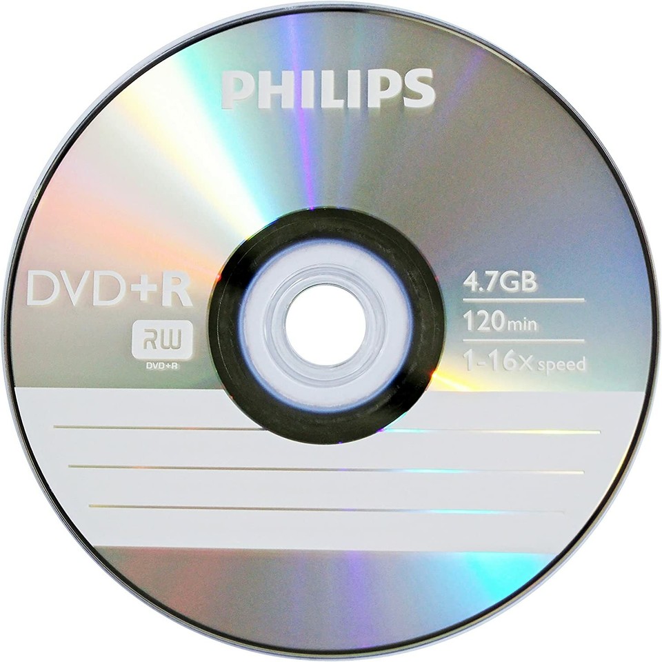100 Philips DVD+R 100 Blank Recordable DVD Discs 4.7GB Spindle DVD Plus ...
