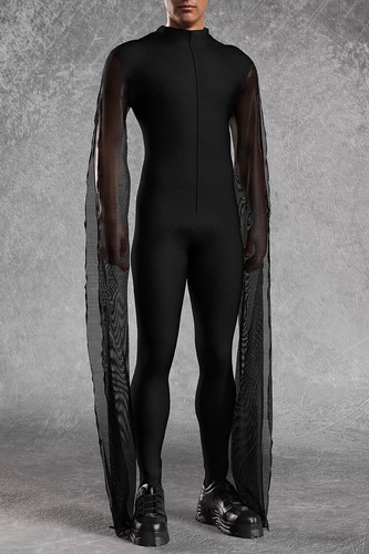Ciciful Mesh Slit Long Sleeve Stretchy Costume Jumpsuit - Medium - Gay ...