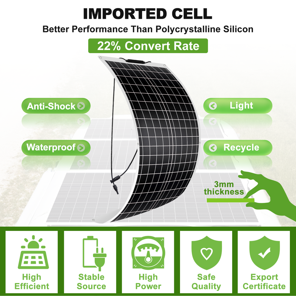 100W 200W 400W Flexible Solar Panel Kit 12V for Caravan RV Boat Camper ...