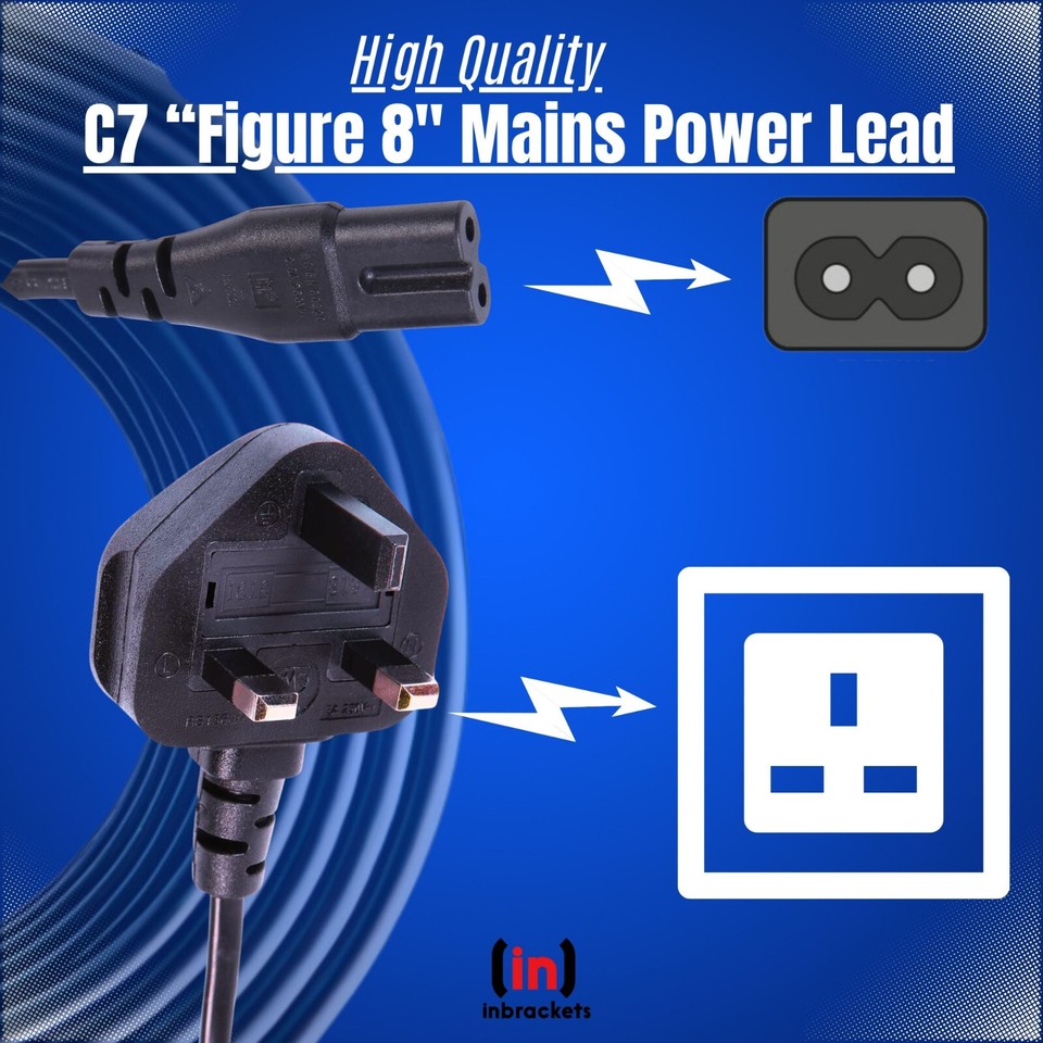 5m UK Mains Plug to C7 Lead Non-rewireable for PS5 TV Xbox | eBay UK