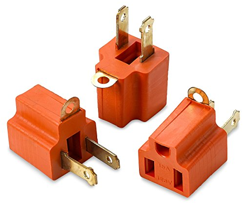 3 PACK Ground Plug Adapter 3 Prong to 2 AC Electrical Outlet Grounding ...