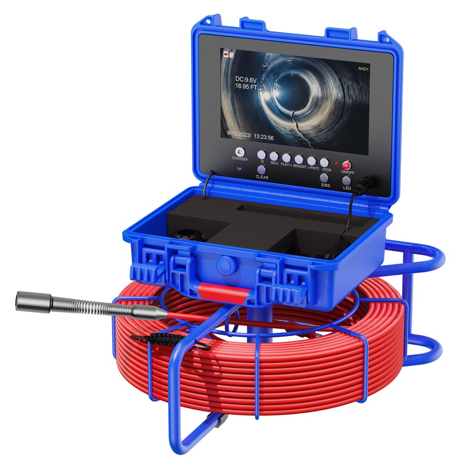 9inch Sewer Camera 50m Pipe Inspection Camera 512hz Self-leveling 7mm ...