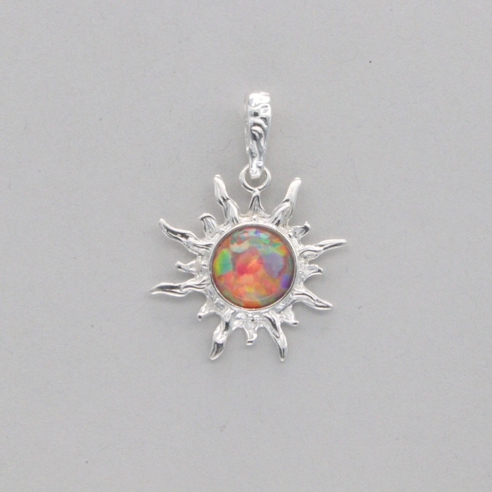 Purple FIRE OPAL Sun Pendant - 925 STERLING SILVER #124e | eBay