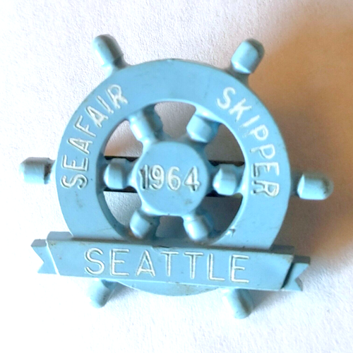 Vintage 1964 Seattle Seafair Skipper Pin- Ships Wheel Brooch Souvenir ...