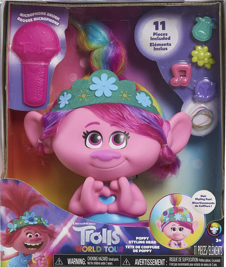 NEW TROLLS DREAMWORKS WORLD TOUR POPPY STYLING HEAD 11pcs NIB 12” | eBay