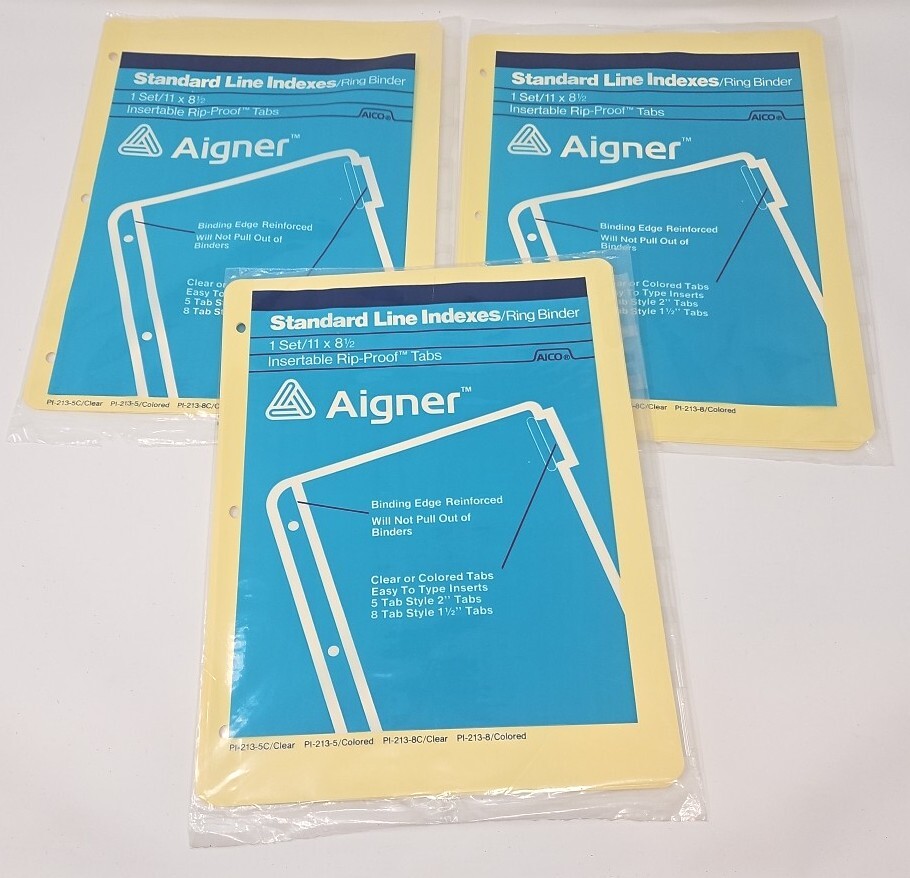 Aigner Rip Proof Reinforced Line Index Paper, 8pk, 3-Hole 8.5 x 11. LOT ...