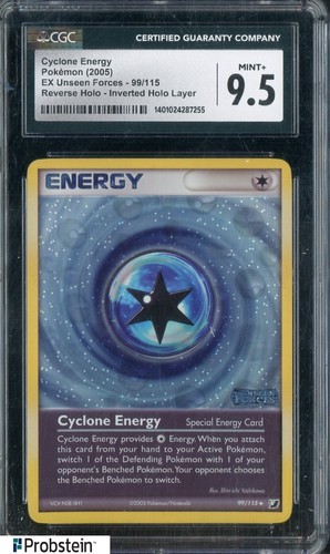 2005 Pokemon Ex Unseen Forces #99 Cyclone Energy Inverted Rev Holo ...