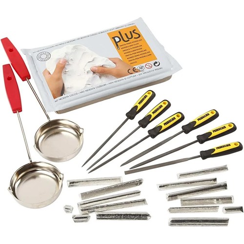 Pewter Casting Clay Kit 1kg Self-Hardening Clay 300g Pewter Bar 2 ...