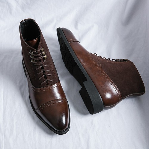 Mens British Style High Top Pointed Toe Brogues Oxfords Ankle Riding ...