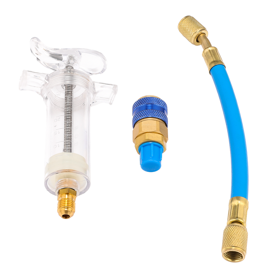 New A/C AC Oil & Dye Injector With R-134a Snap Quick Coupler 1/4" SAE ...